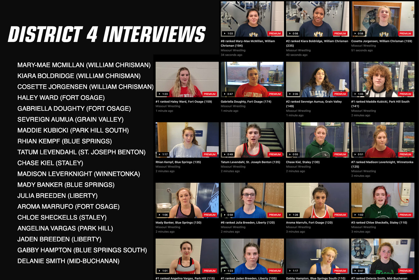 Girls District 4 Interviews - MissouriWrestling.com